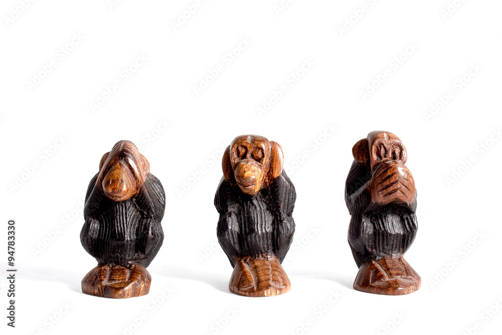 Tre scimmie sagge in legno Stock Photo | Adobe Stock