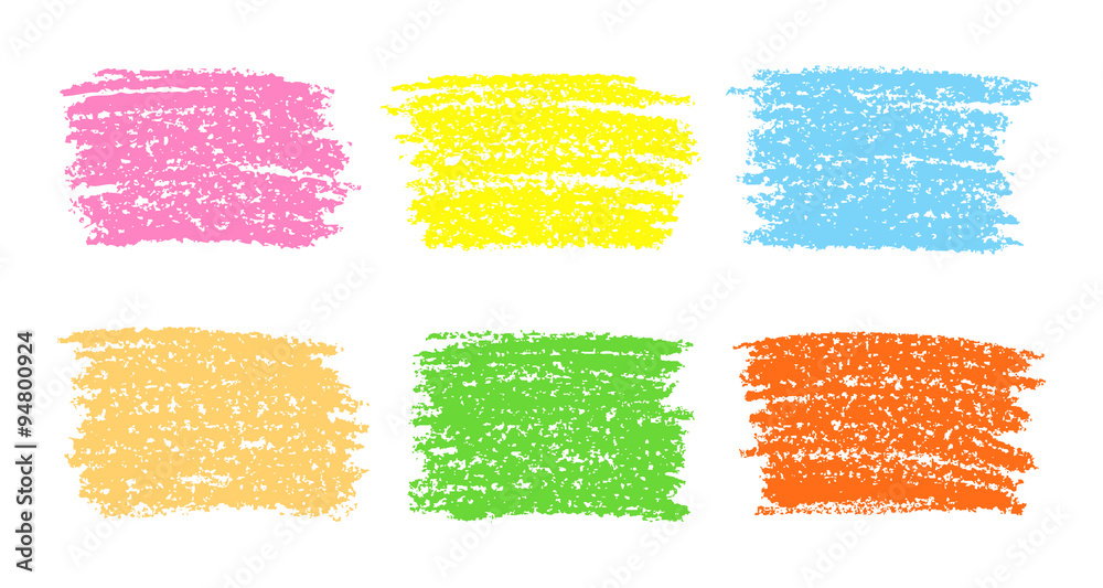 Set of colored pastel chalk design elements. Hand drawn illustration ...