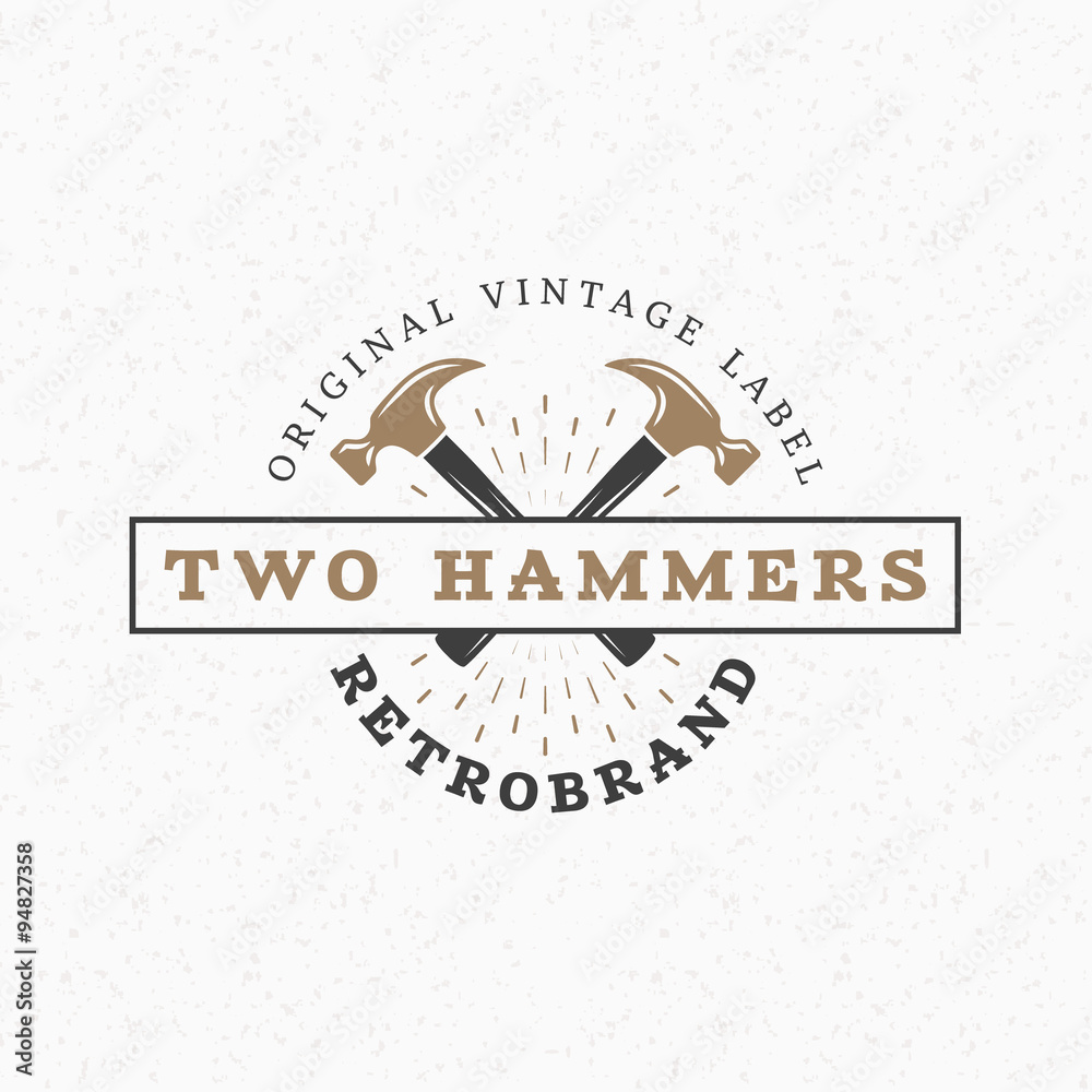 Crossed Hammers. Vintage Retro Design Elements for Logotype, Insignia ...
