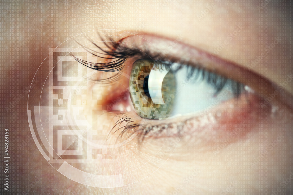 Human eye with integrated QR code Stock Photo | Adobe Stock