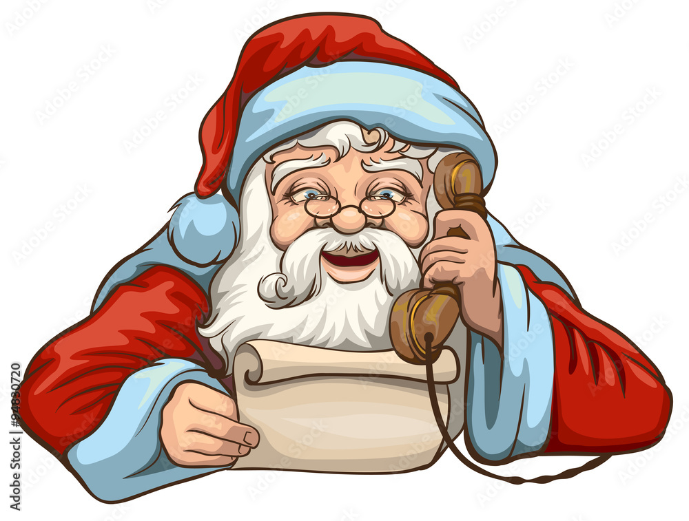 Santa reading letter and talking on phone Stock Vector | Adobe Stock