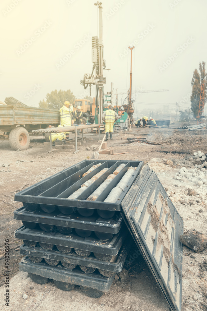 Core drill samples in plastic boxes taken 2 Stock Photo | Adobe Stock