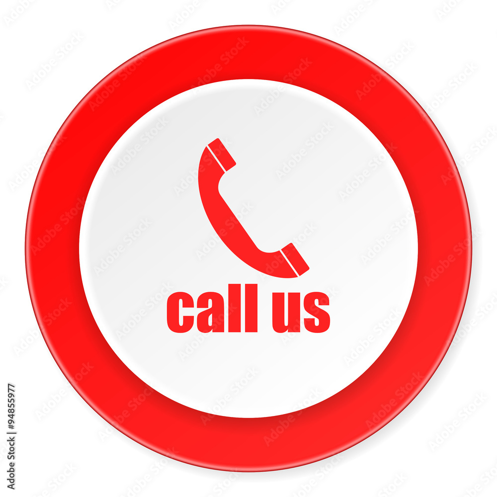 call us red circle 3d modern design flat icon on white background Stock ...