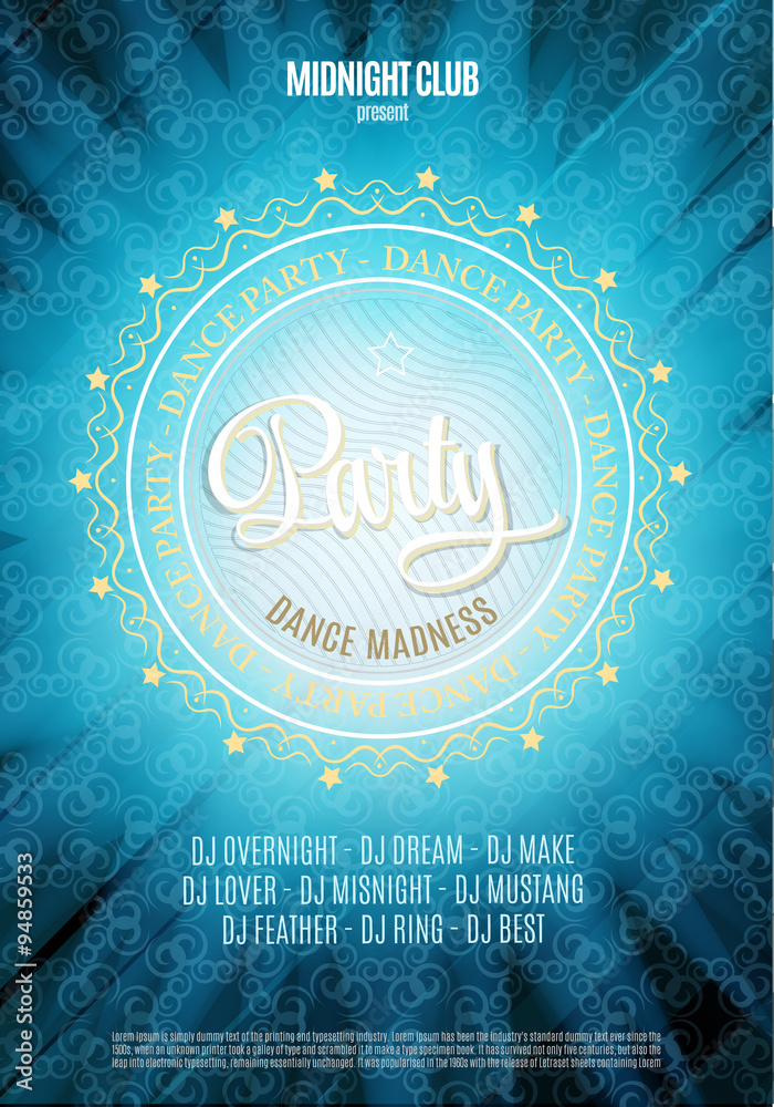 Dance party, poster and flyer background. Stock Vector | Adobe Stock