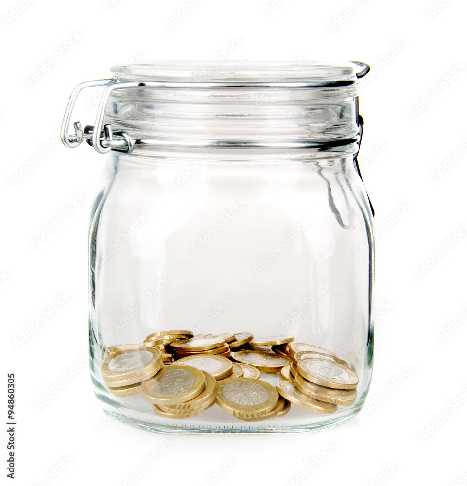 Money jar (moneybox) isolated on white background Stock Photo | Adobe Stock