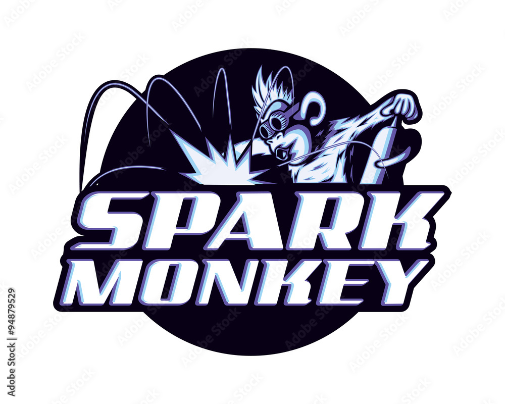 Cool welder monkey worker spark logo Stock Vector | Adobe Stock