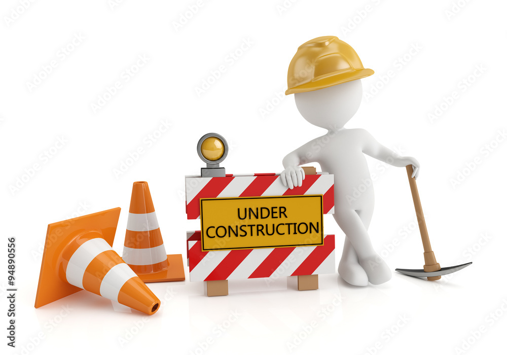 3d white people under construction, isolated white background, 3d image ...