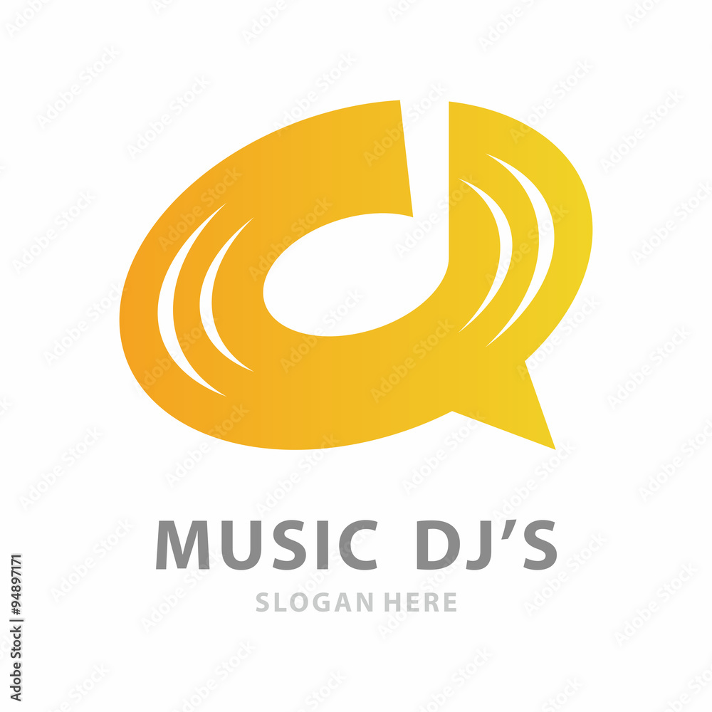 Chat music DJ note icon logo design in modern style Stock Vector ...