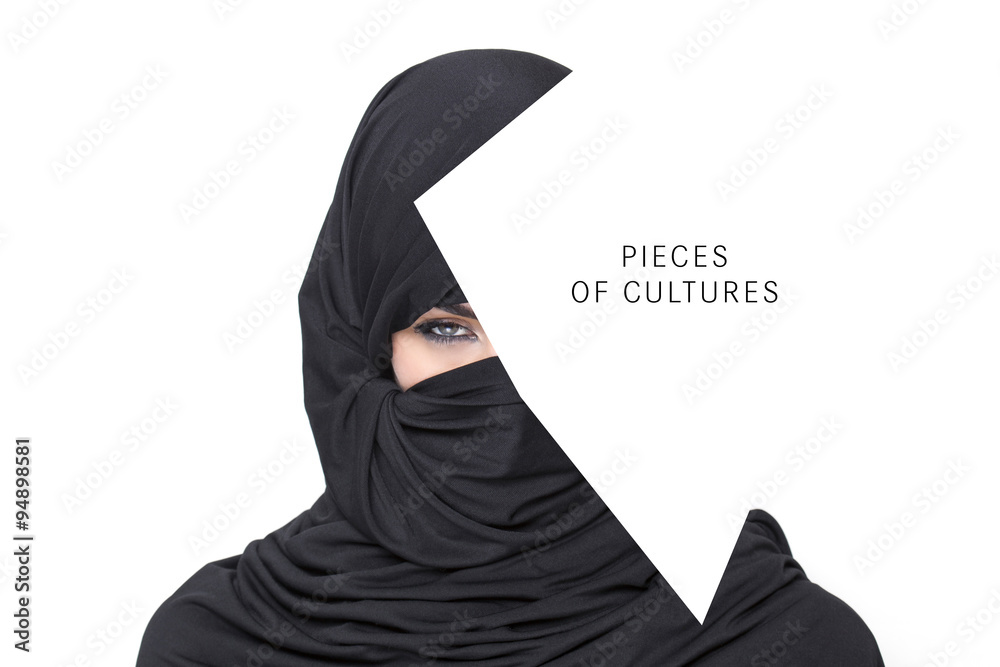 Pieces of cultures - beautiful girl portrait wearing burqa Stock Photo ...