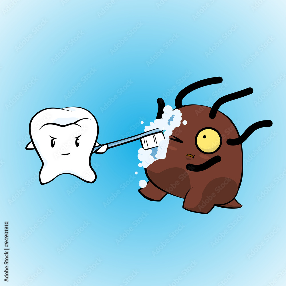 Tooth fight brush pose Stock Illustration | Adobe Stock