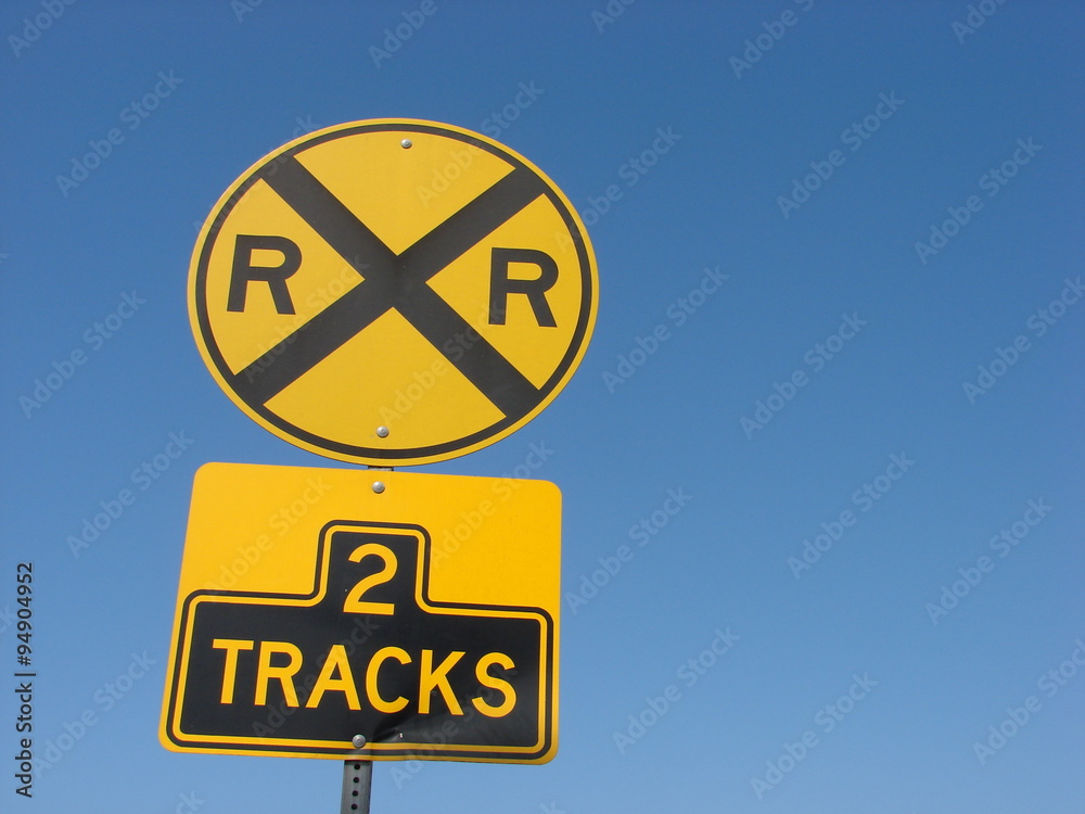 Yellow Railroad Crossing Sign
