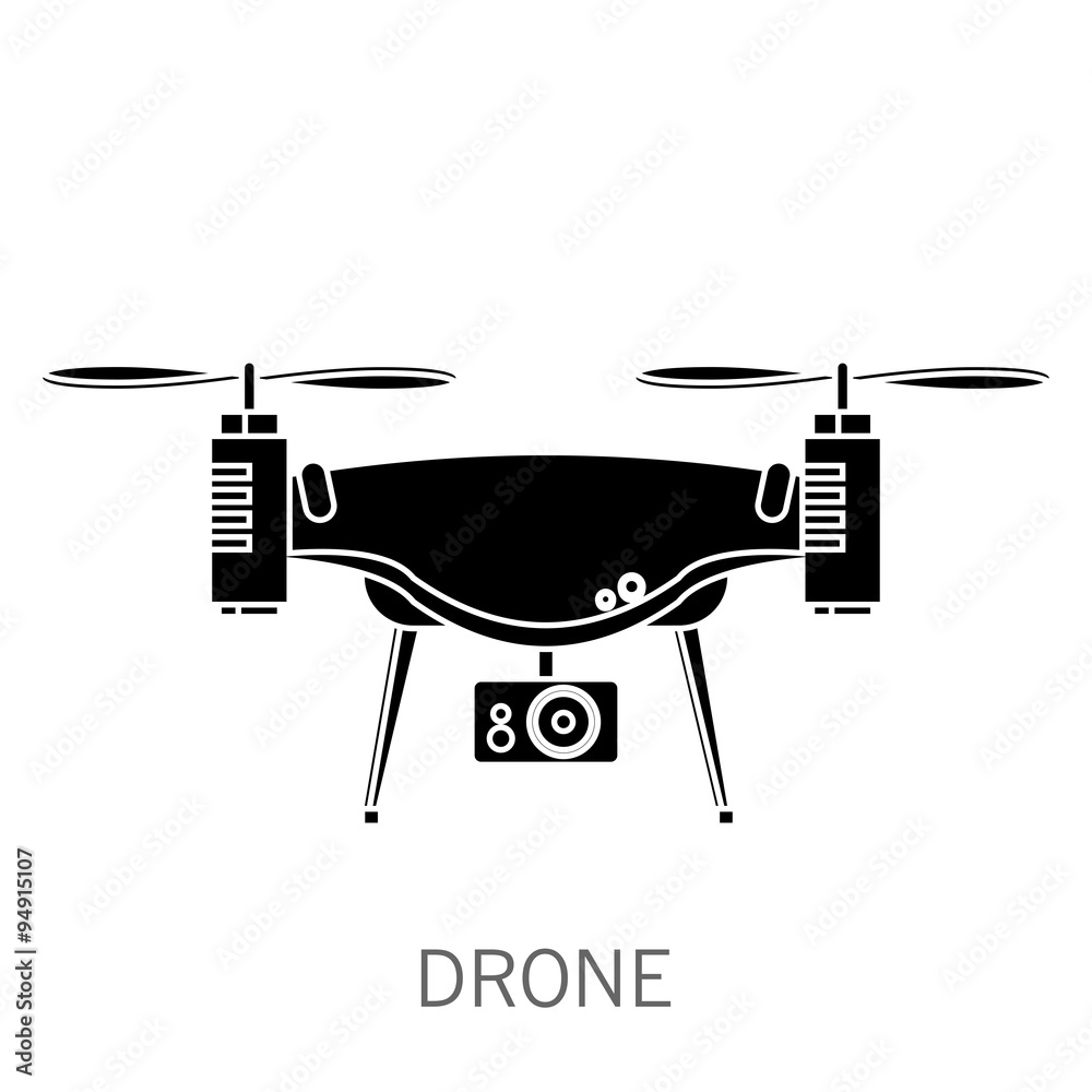 Quadcopter simple icon on white background. Vector illustration. Stock ...