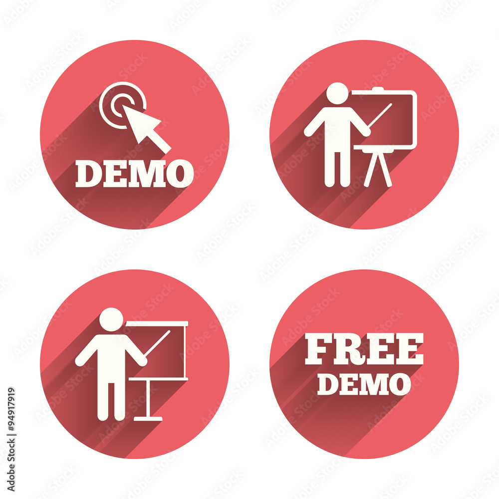 Vetor de Demo with cursor icon. Presentation billboard do Stock | Adobe ... Vetor de Demo with cursor icon. Presentation billboard do Stock | Adobe ...