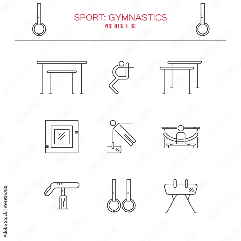 Set of Gymnastics Icons Stock Vector | Adobe Stock