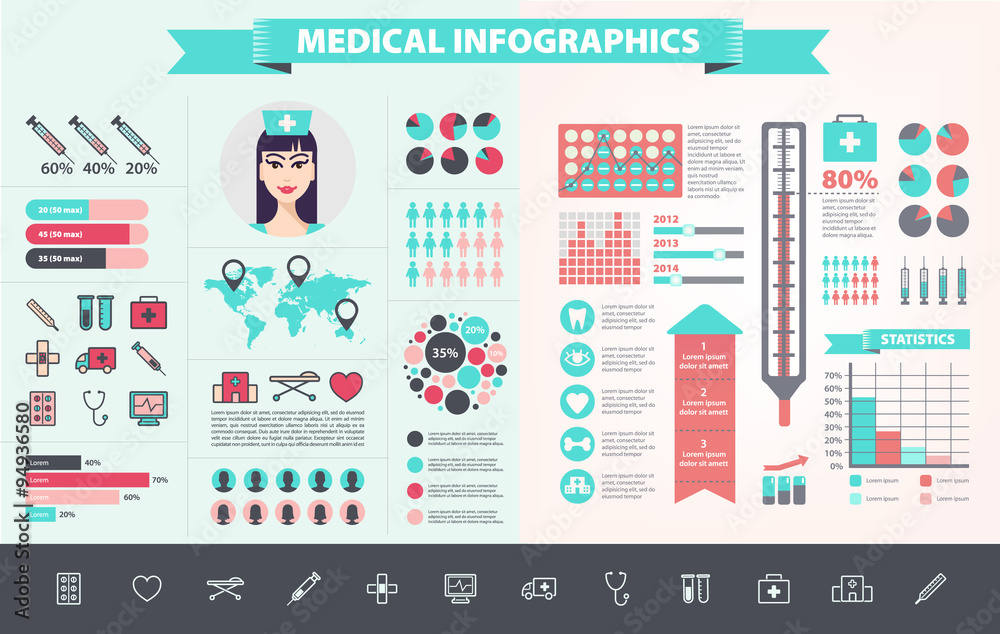 Vector medical, health care, hospital, doctor infographic set with ...