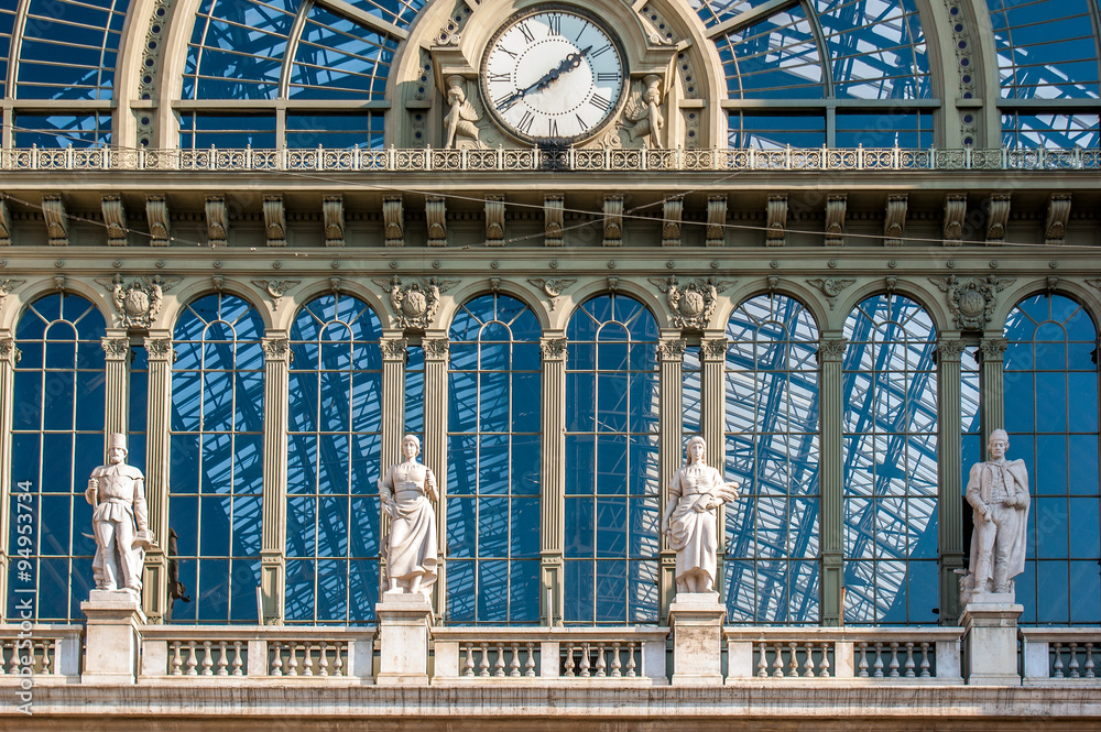 Sight by day of the clock that is on the outside of the train station ...
