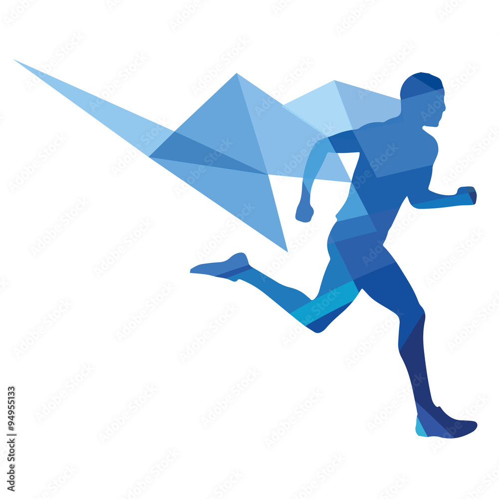Stylized runner, geometric pattern vector de Stock | Adobe Stock