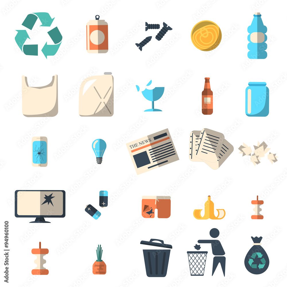 Waste sorting and recycling isolated symbols Stock Vector | Adobe Stock