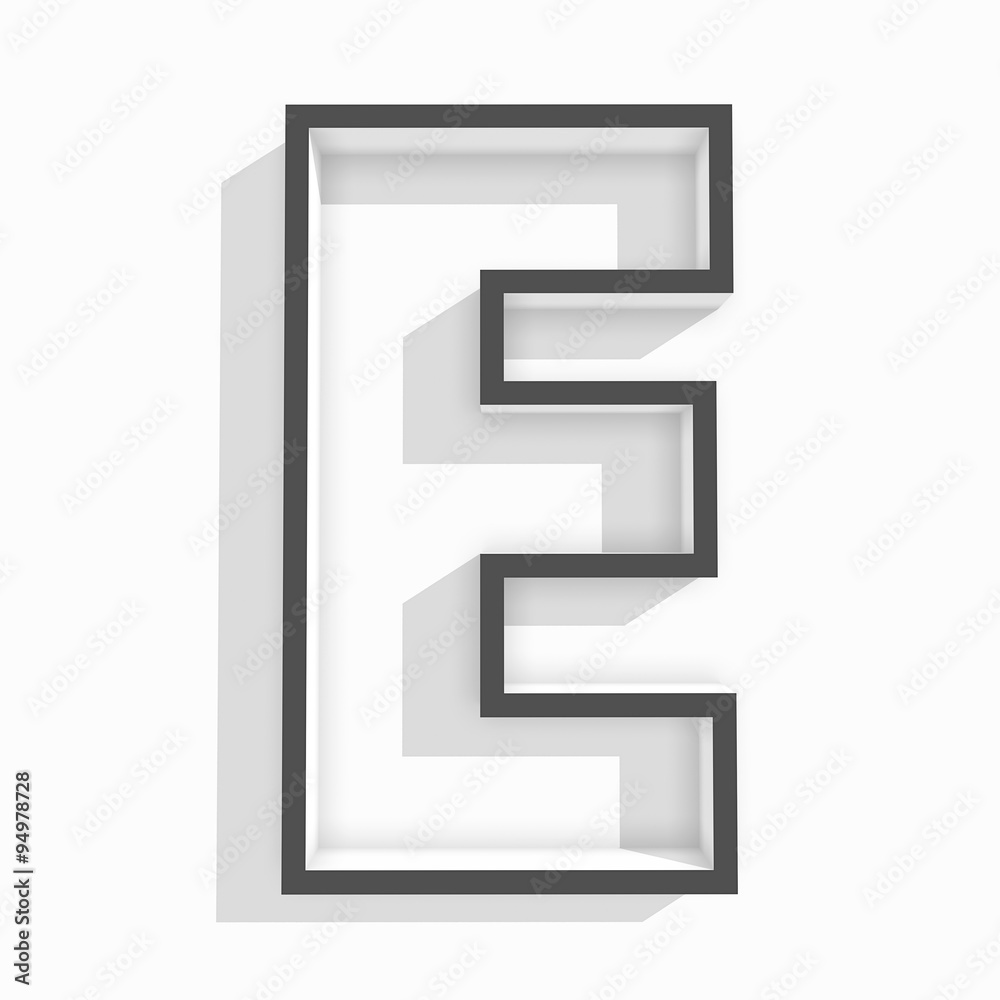 white isolated letter E in white background with shadow Stock ...