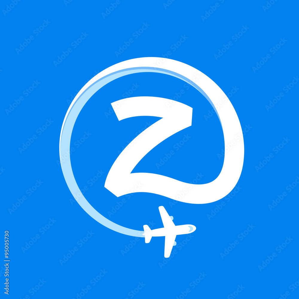 Z letter with airline and plane. Stock Vector | Adobe Stock