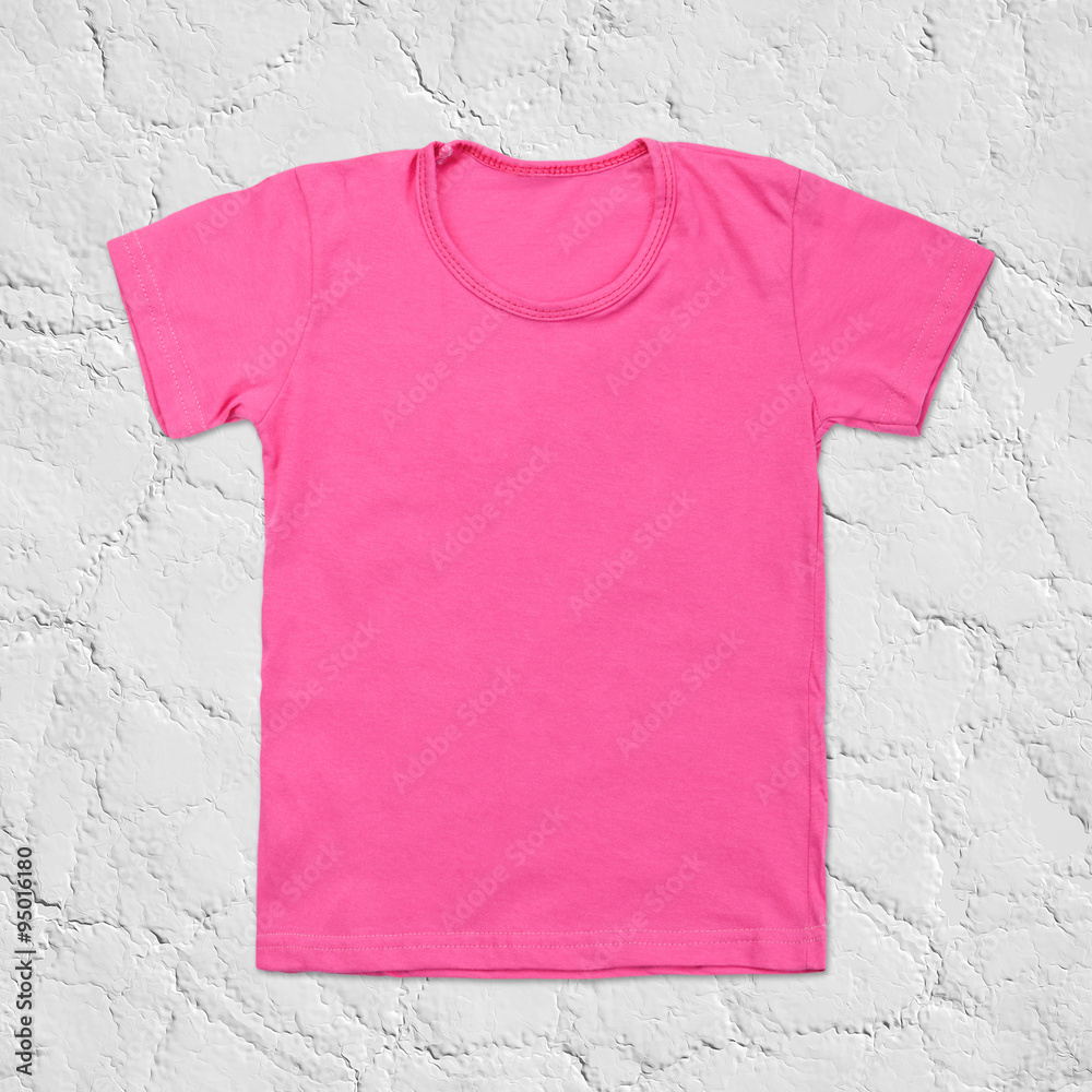 Pink blank t-shirt on dark stone background Stock Photo | Adobe Stock