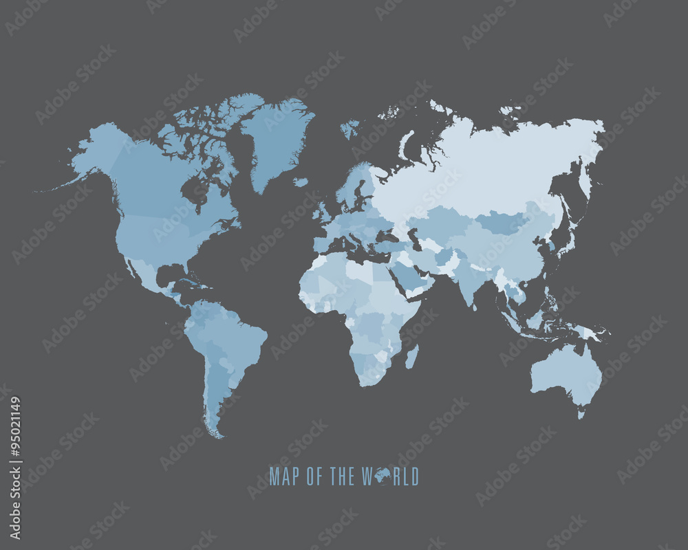 World map with different colored continents - Illustration Stock Vector ...