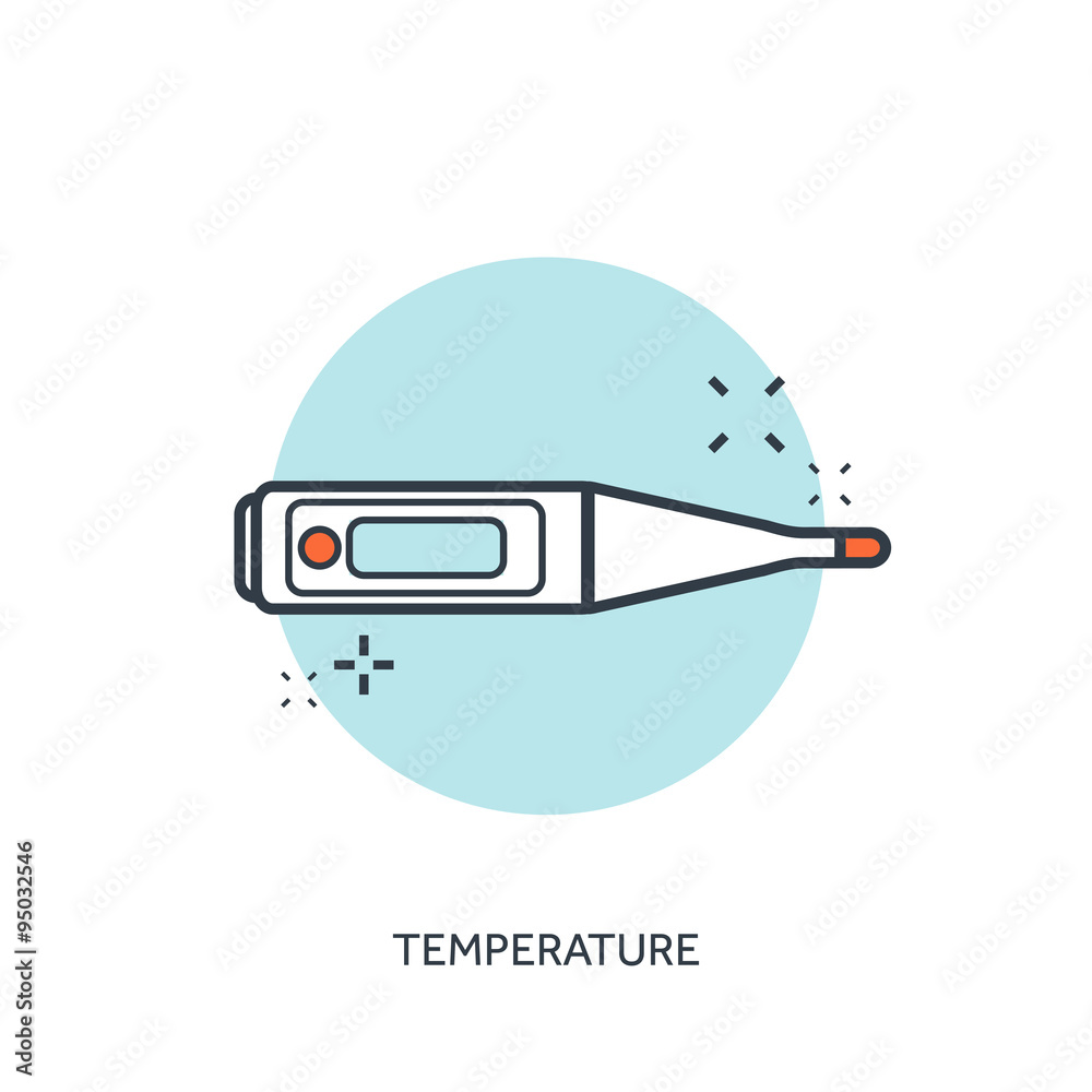 Vector illustration. Thermometer. Temperature. Medical icon. First aid ...