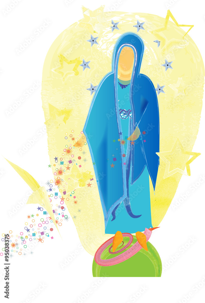 Abstract simple modern drawing of Virgin Mary the Immaculate Conception ...