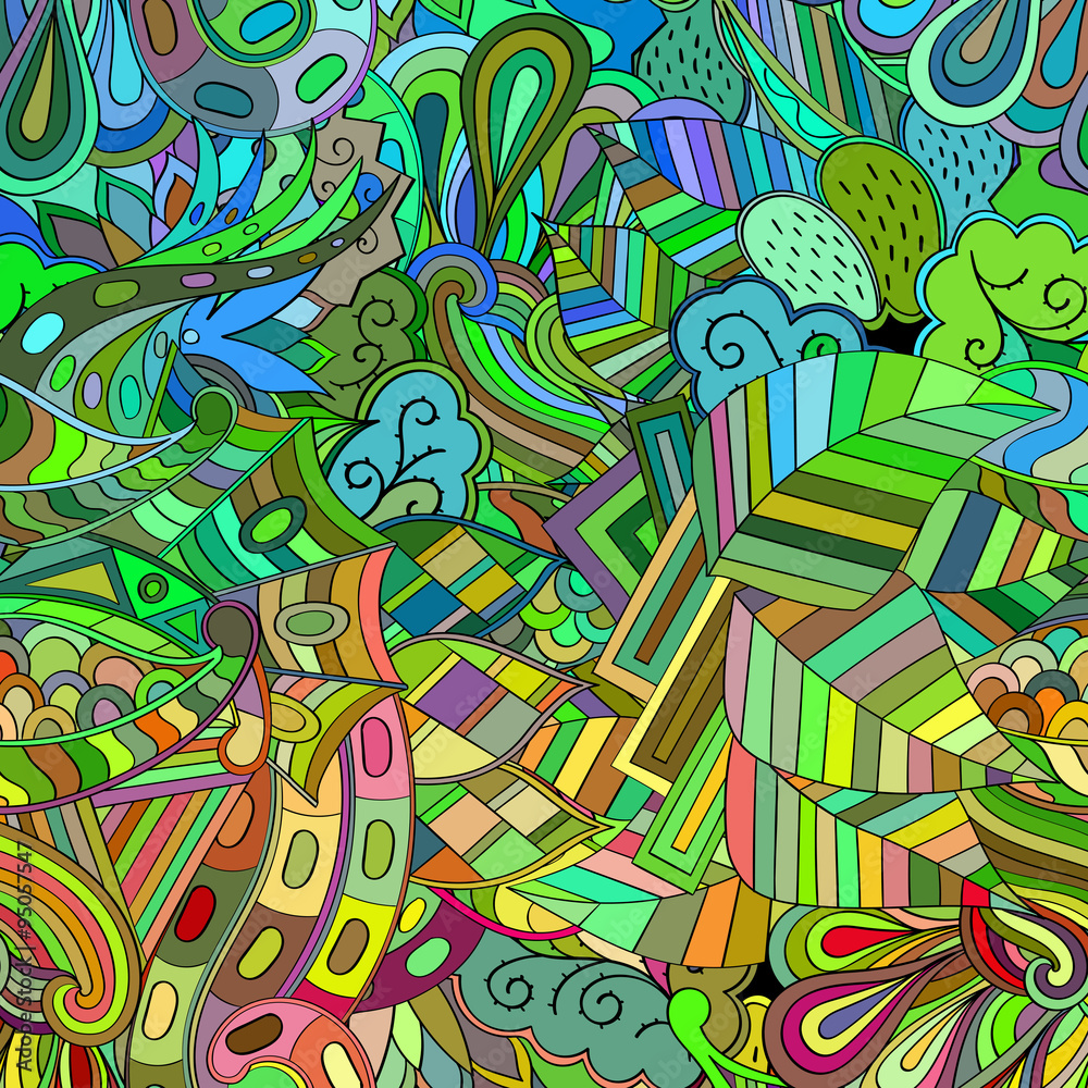 Tracery loops, doodle wind pattern. Mehendi paisley, stem, spiral, wave ...