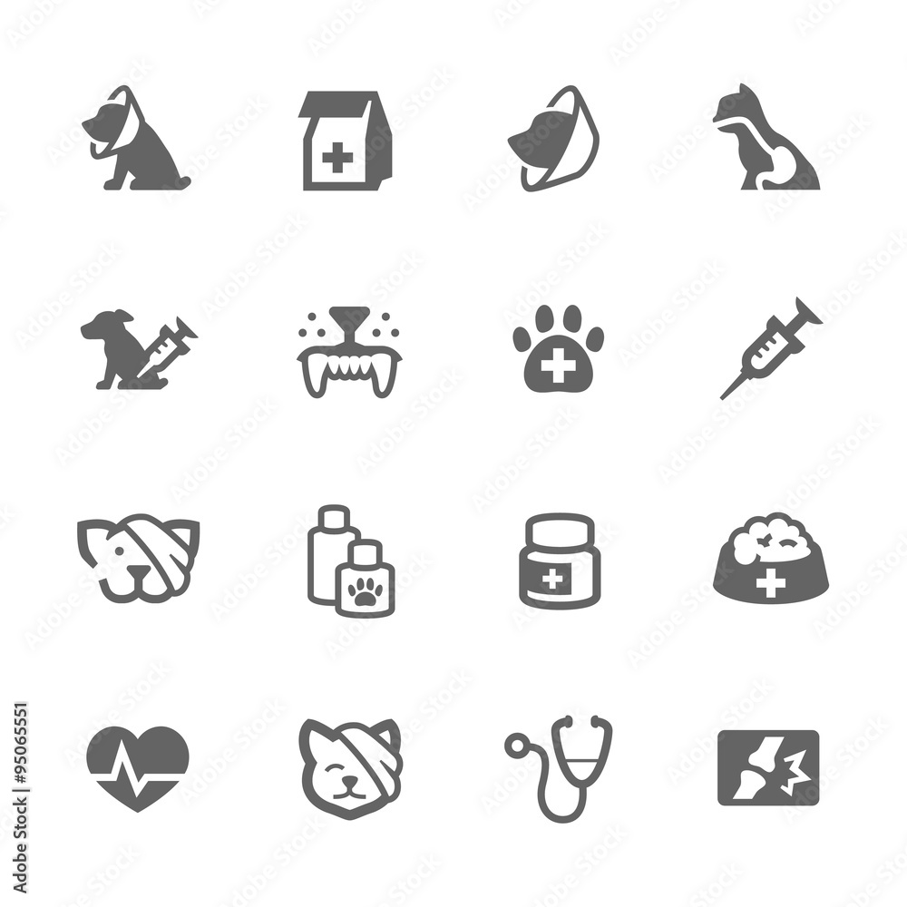 Simple Pet Vet icons Stock Vector | Adobe Stock