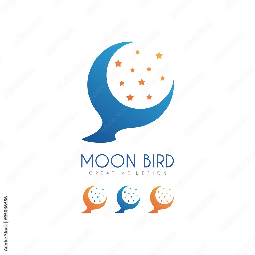 Moon Bird Creative Design Logo Stock Vector | Adobe Stock