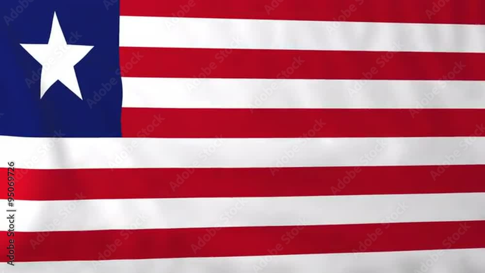 Flag of Liberia, slow motion waving. Rendered using official design and ...