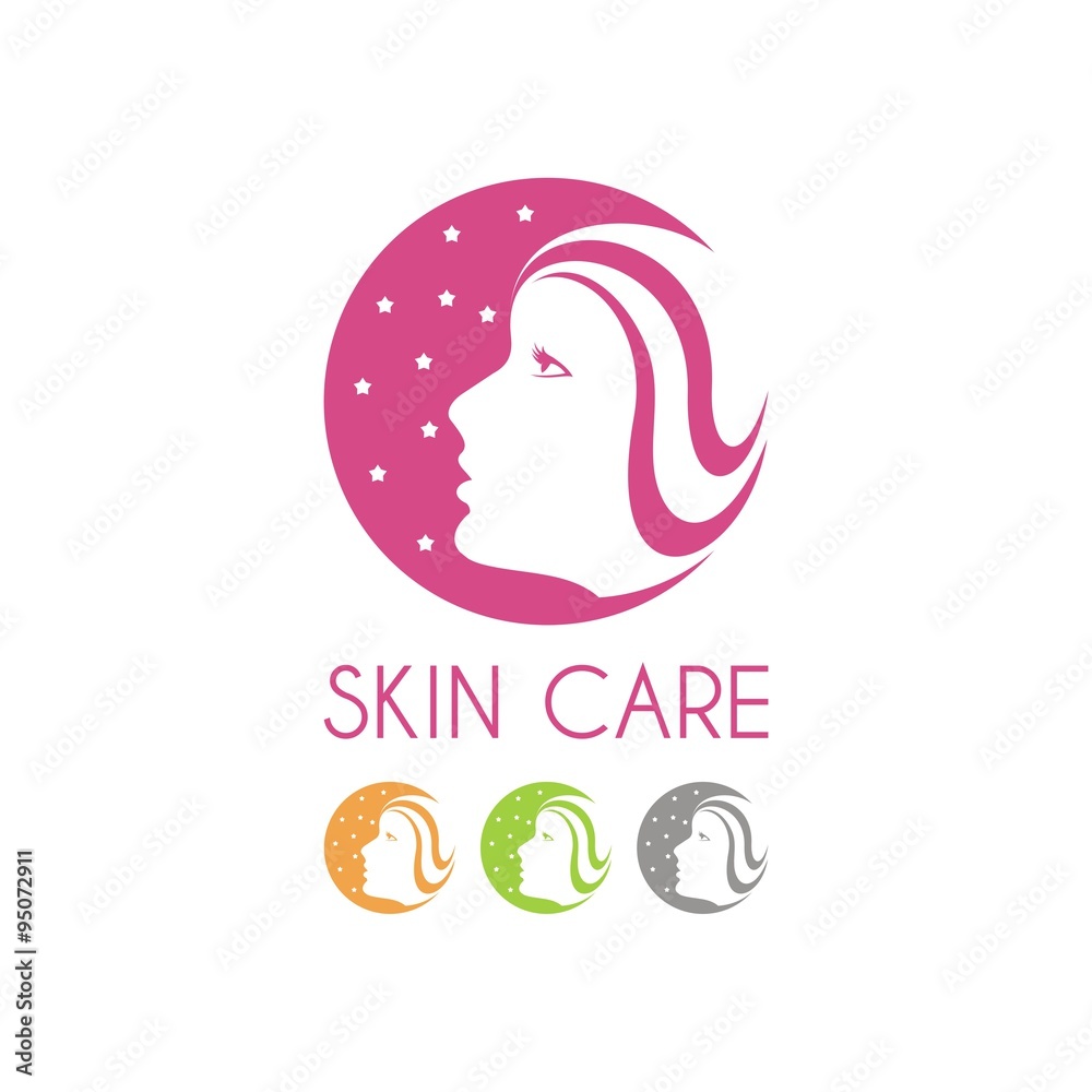 Crescent Moon Face Therapy Logo Design. Skin Care Spa Logo Circle ...