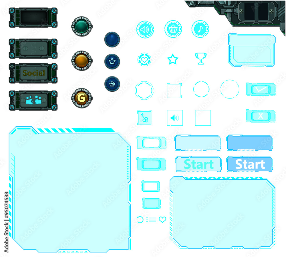 Game UI Elements - UI Design Stock Illustration | Adobe Stock