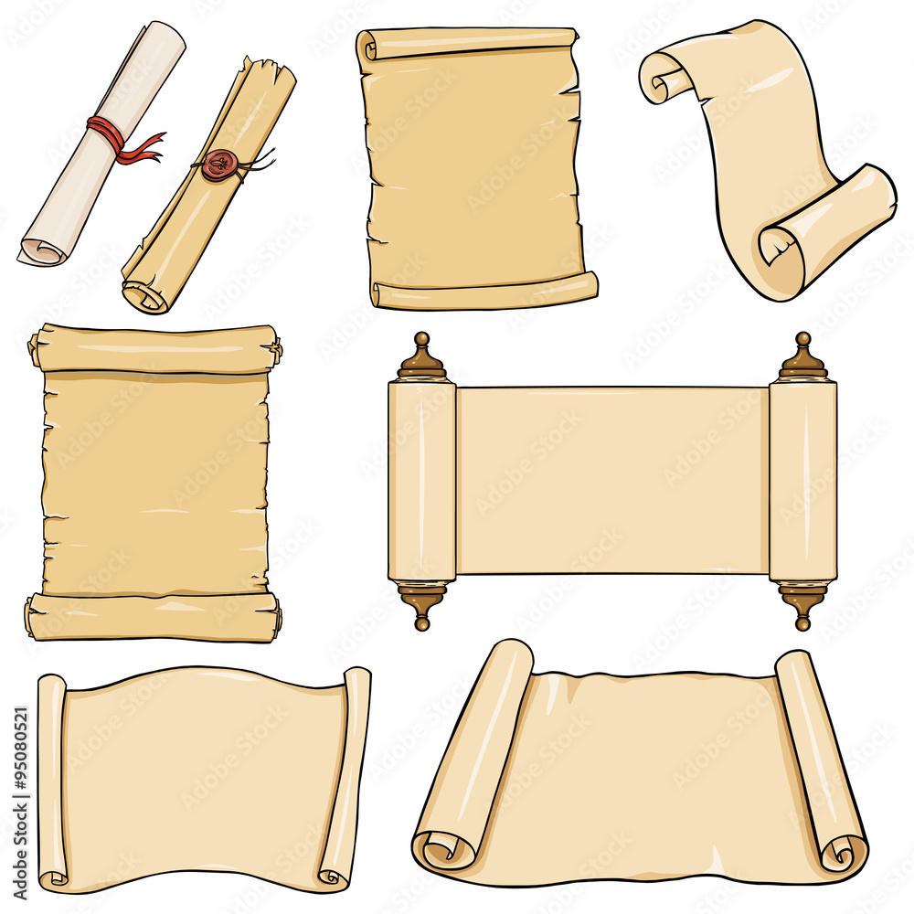 Vectror Set of Cartoon Scrolls Stock Vector | Adobe Stock