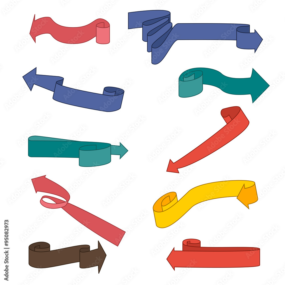 Editable Combination of Ribbons and Arrows Shapes Vector Stock Vector ...