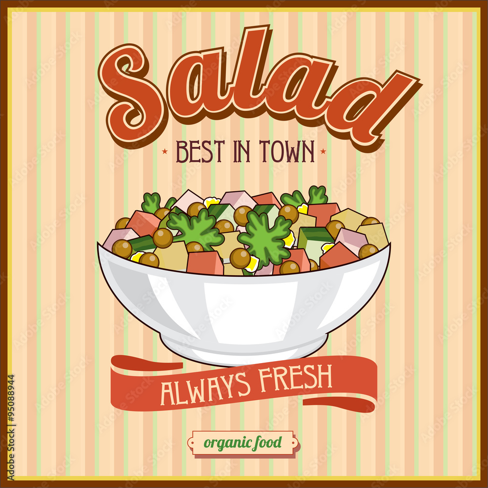 Vintage Salad Poster. Vector illustration. 2 Stock Vector | Adobe Stock