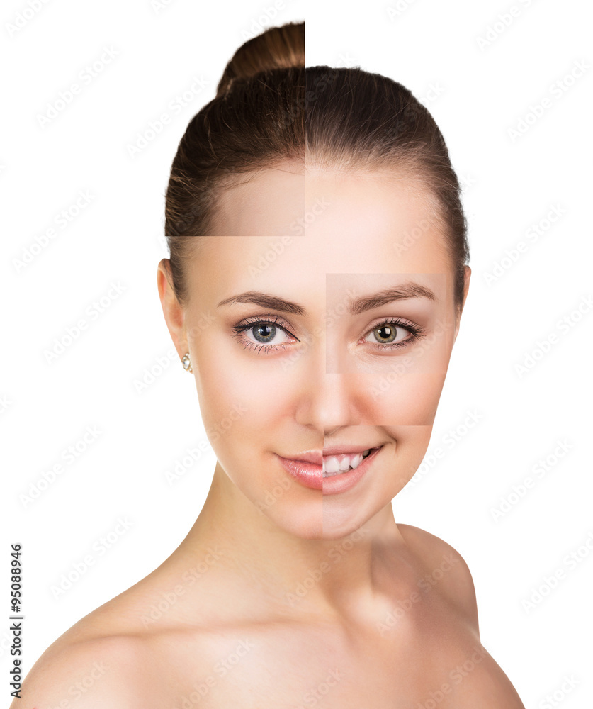 Perfect female face made of different faces Stock Photo | Adobe Stock