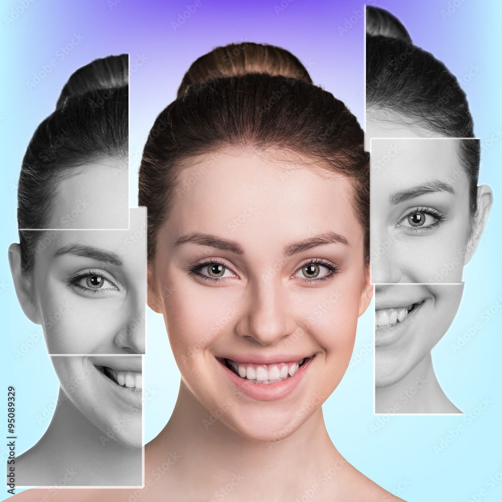 Perfect female face made of different faces Stock Photo | Adobe Stock