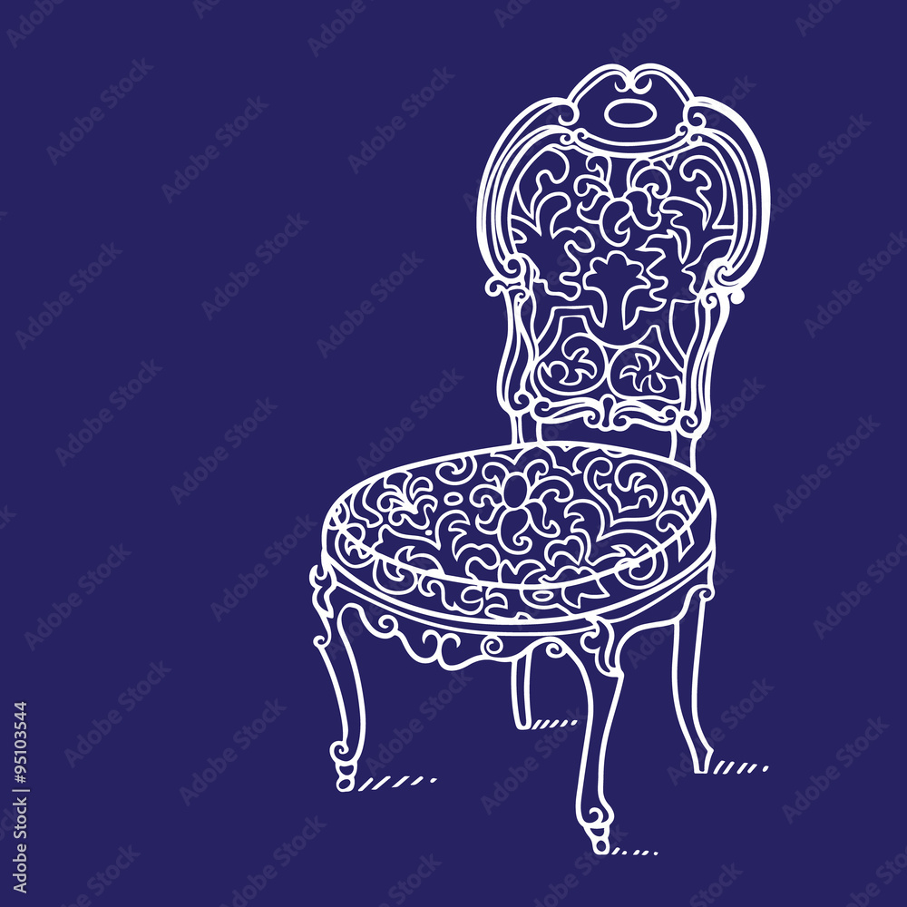 Cartoon vector vintage monochrome chair. Stock Vector | Adobe Stock