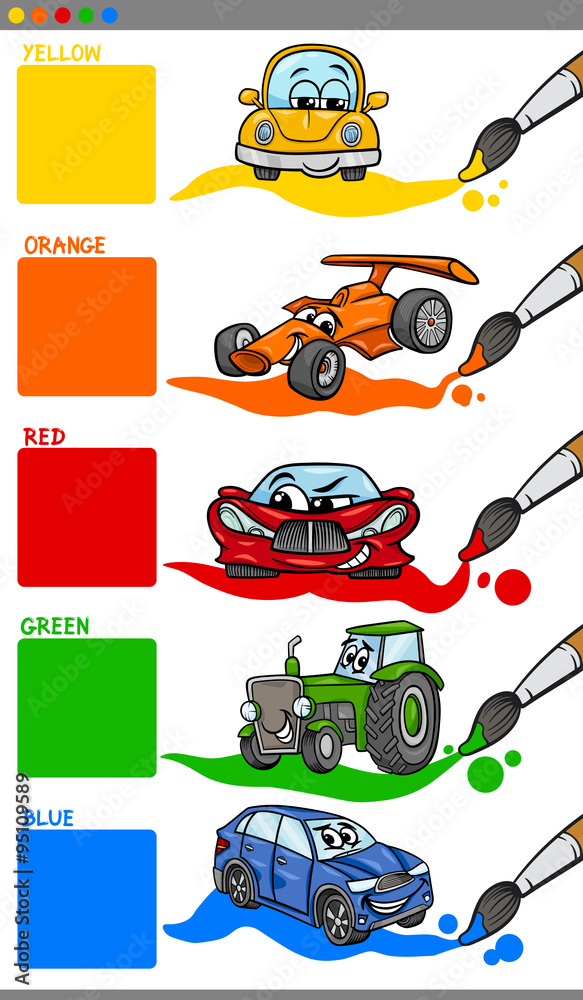 main colors cartoon with vehicles Stock Vector | Adobe Stock