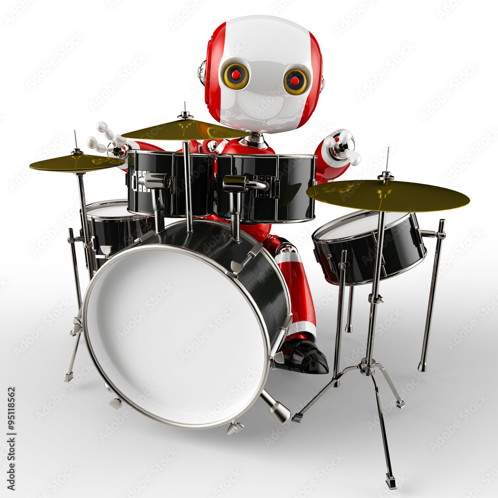 cute robot drummer Stock Illustration | Adobe Stock