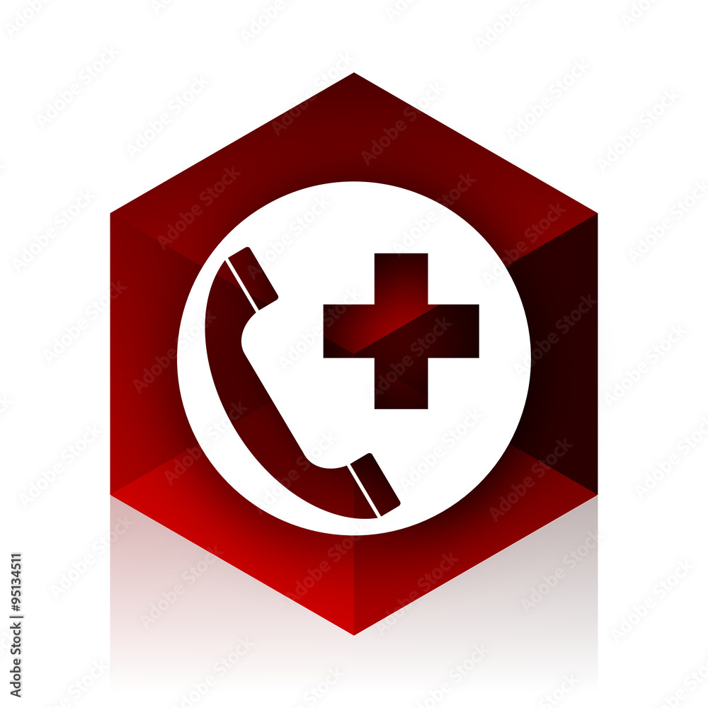 emergency call red cube 3d modern design icon on white background Stock ...