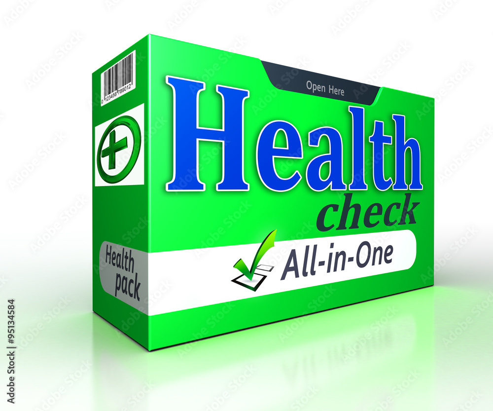 Health check green pack concept on white background Stock Illustration ...