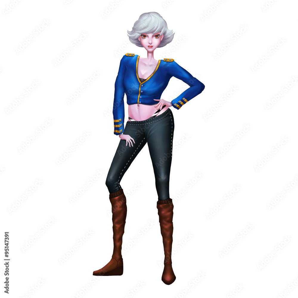 High Definition Illustration: Beautiful Lieutenant. Realistic Cartoon ...