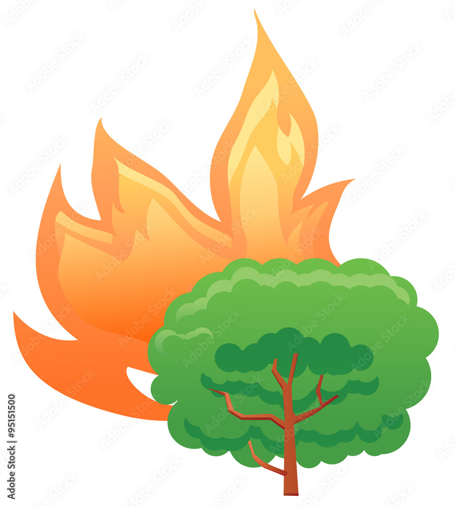Tree on fire vector image Stock Illustration | Adobe Stock