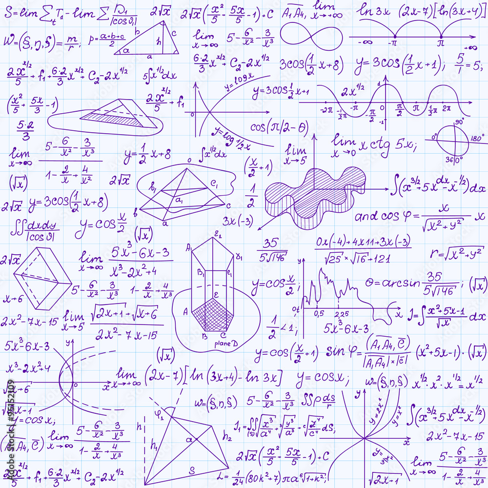 Mathematical Vector Seamless Texture With Figures Equations And Calculations Endless Math