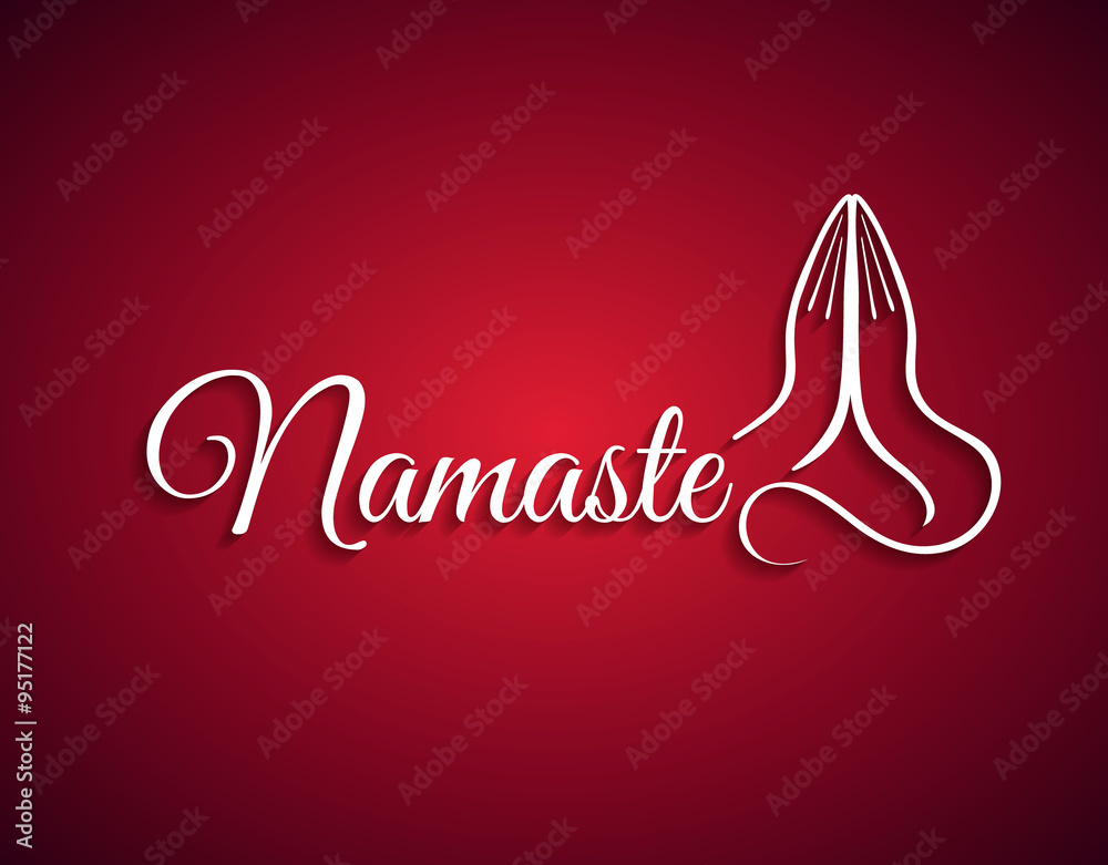 Welcome gesture of hands of Indian woman character in Namaste mudra on ...