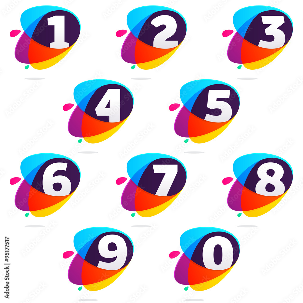 Numbers set with ellipses intersection. Stock Vector | Adobe Stock