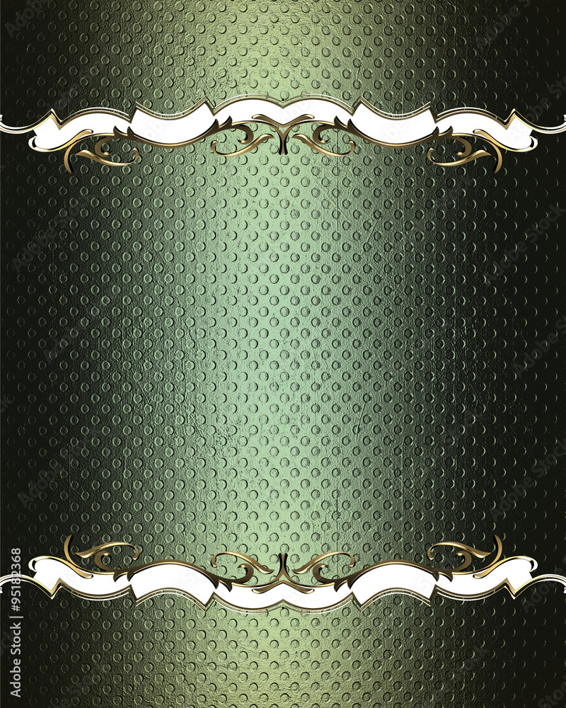 Green nameplate for text with gold border. Template for design. copy ...